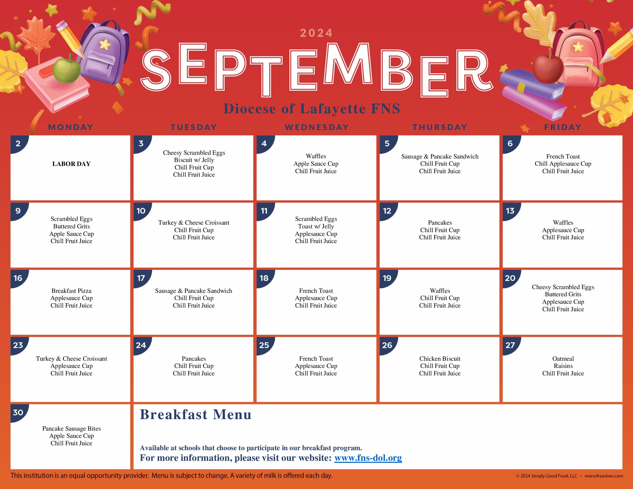 Food Menu - Carencro Catholic School